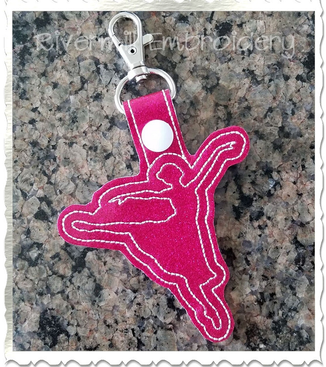 Dancer Silhouette In The Hoop Snap Tab Key Fob Machine Embroidery ...