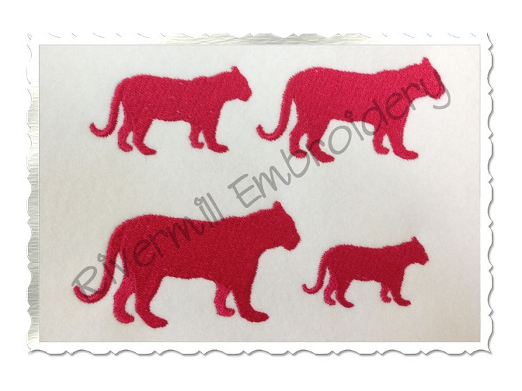 Mini Tiger Silhouette Machine Embroidery Design - Rivermill Embroidery