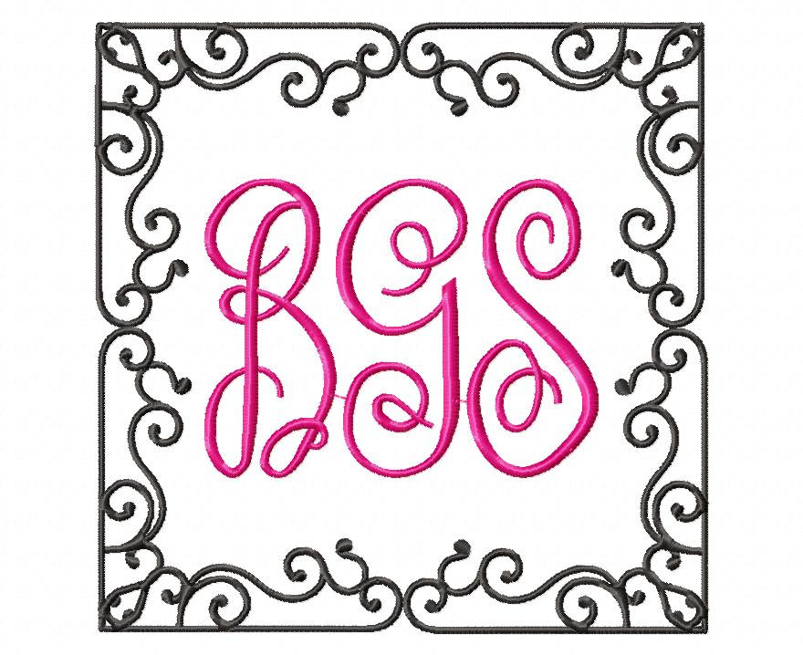 Square Monogram Font Frame Machine Embroidery Design - Rivermill Embroidery