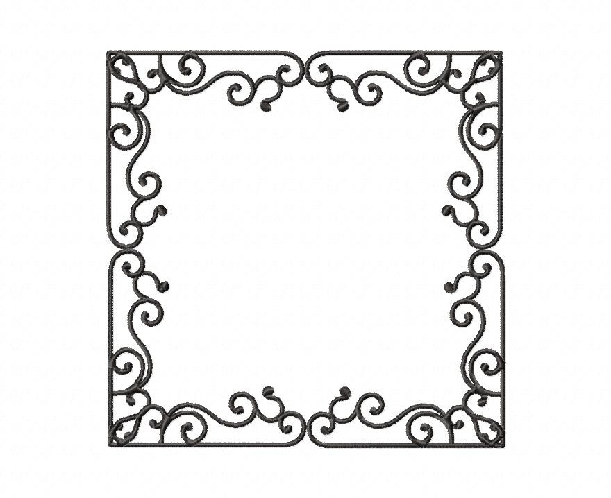 Square Monogram Font Frame Machine Embroidery Design - Rivermill Embroidery