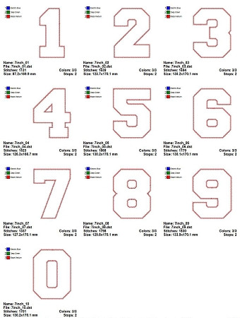 Zig Zag Applique Varsity Athletic Style Numbers Machine Embroidery ...