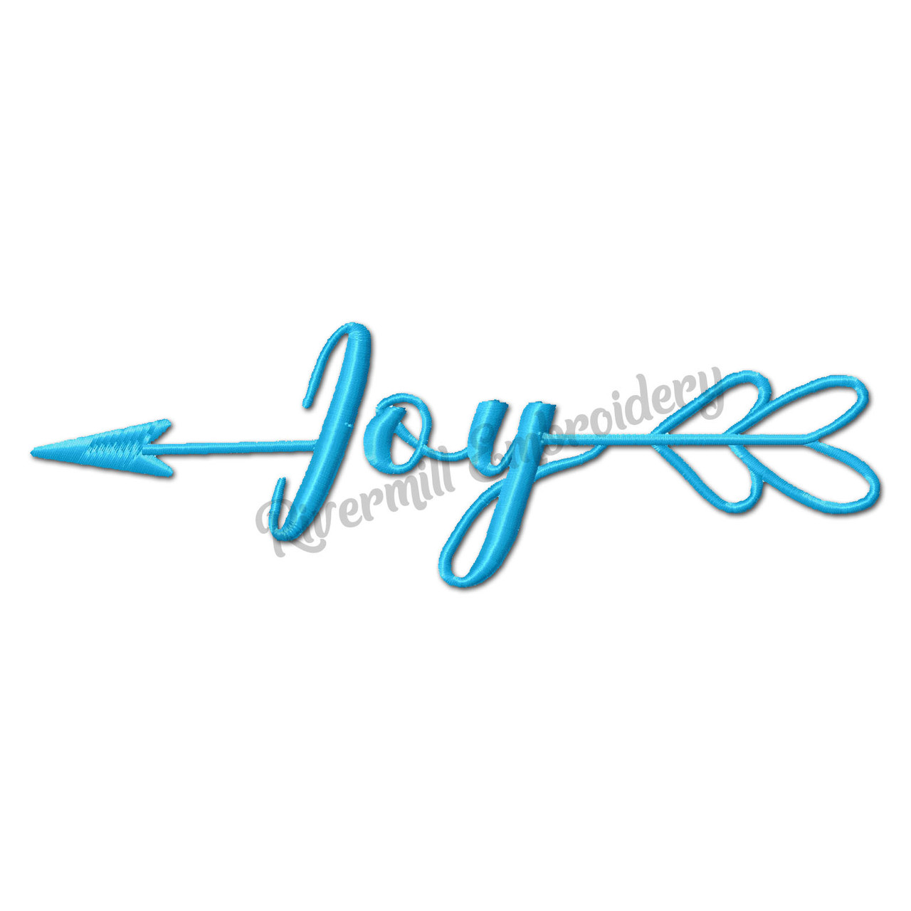 Joy With An Arrow Machine Embroidery Word Design - Rivermill Embroidery