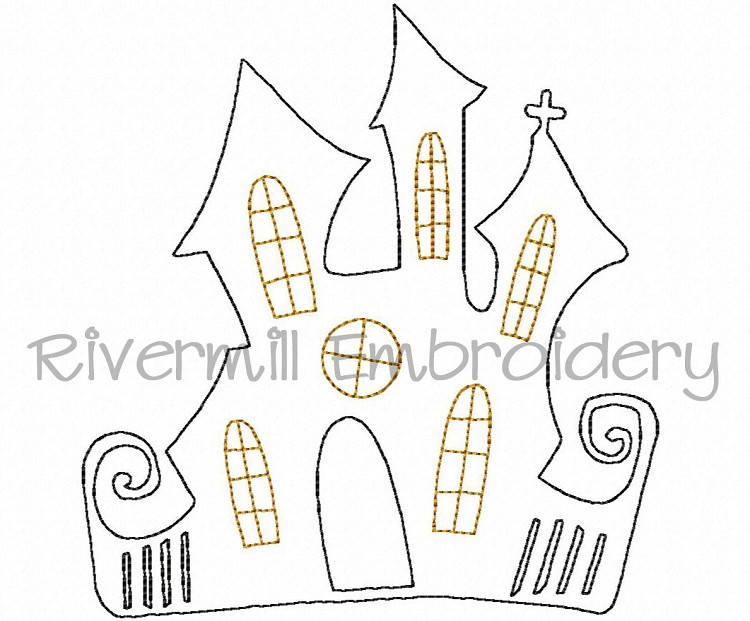 Colorwork Spooky Halloween House Machine Embroidery Design - Rivermill ...
