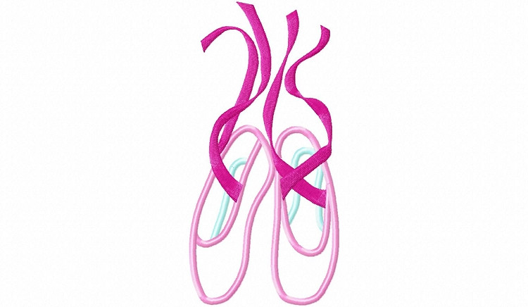 Applique Ballet Shoes With Ribbons Machine Embroidery Design ...