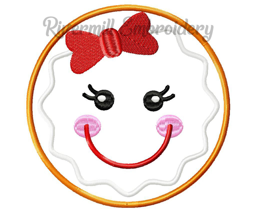 Round Mrs Claus Face Applique Machine Embroidery Design