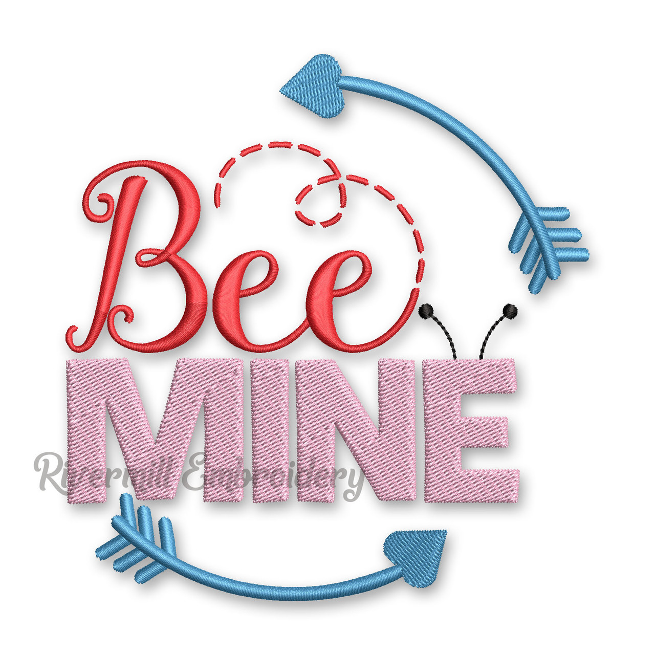 Bee Mine Valentine's Day Machine Embroidery Design - Rivermill Embroidery