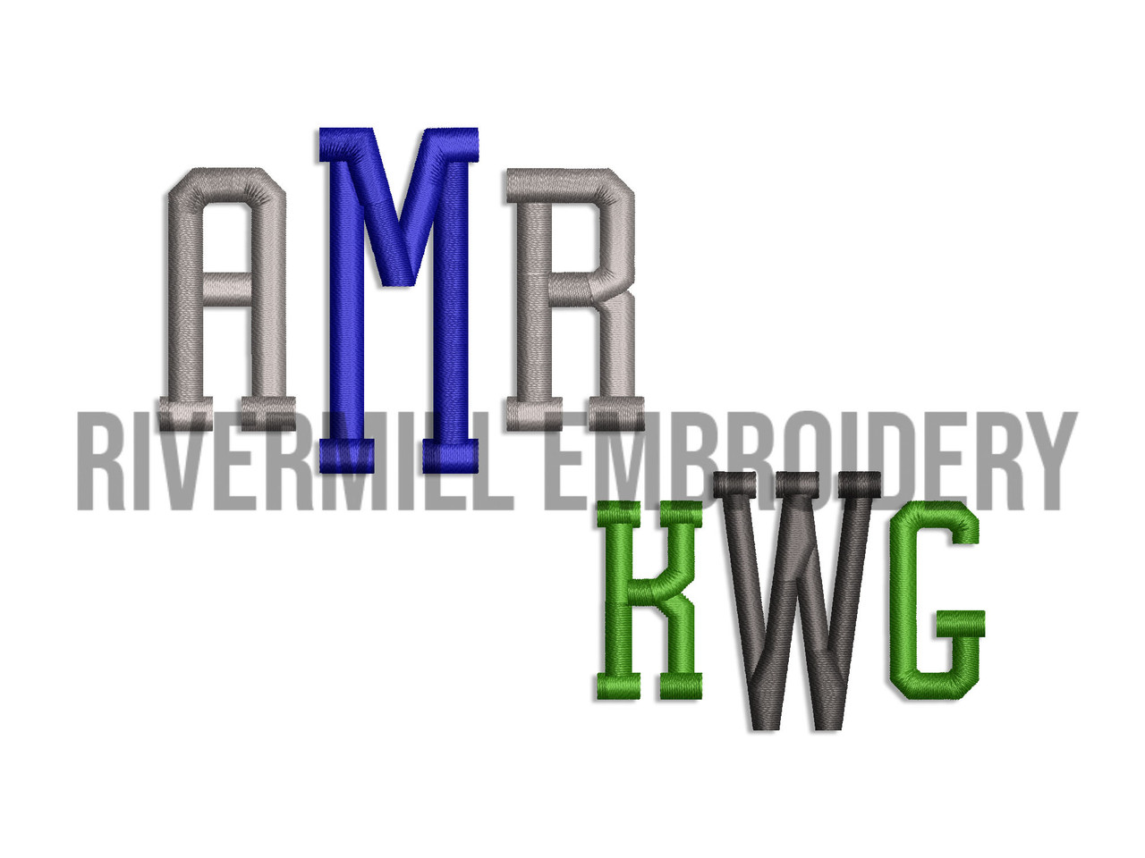 Theodore Monogram Machine Embroidery Font Alphabet - Rivermill Embroidery