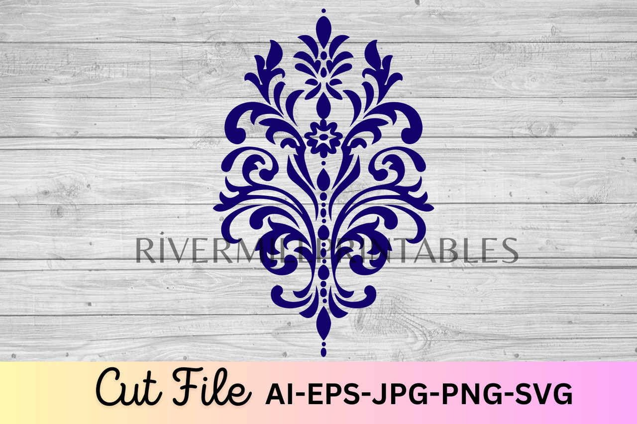 Decorative Floral Ornament SVG AI EPS Cut File #4 - Rivermill Embroidery