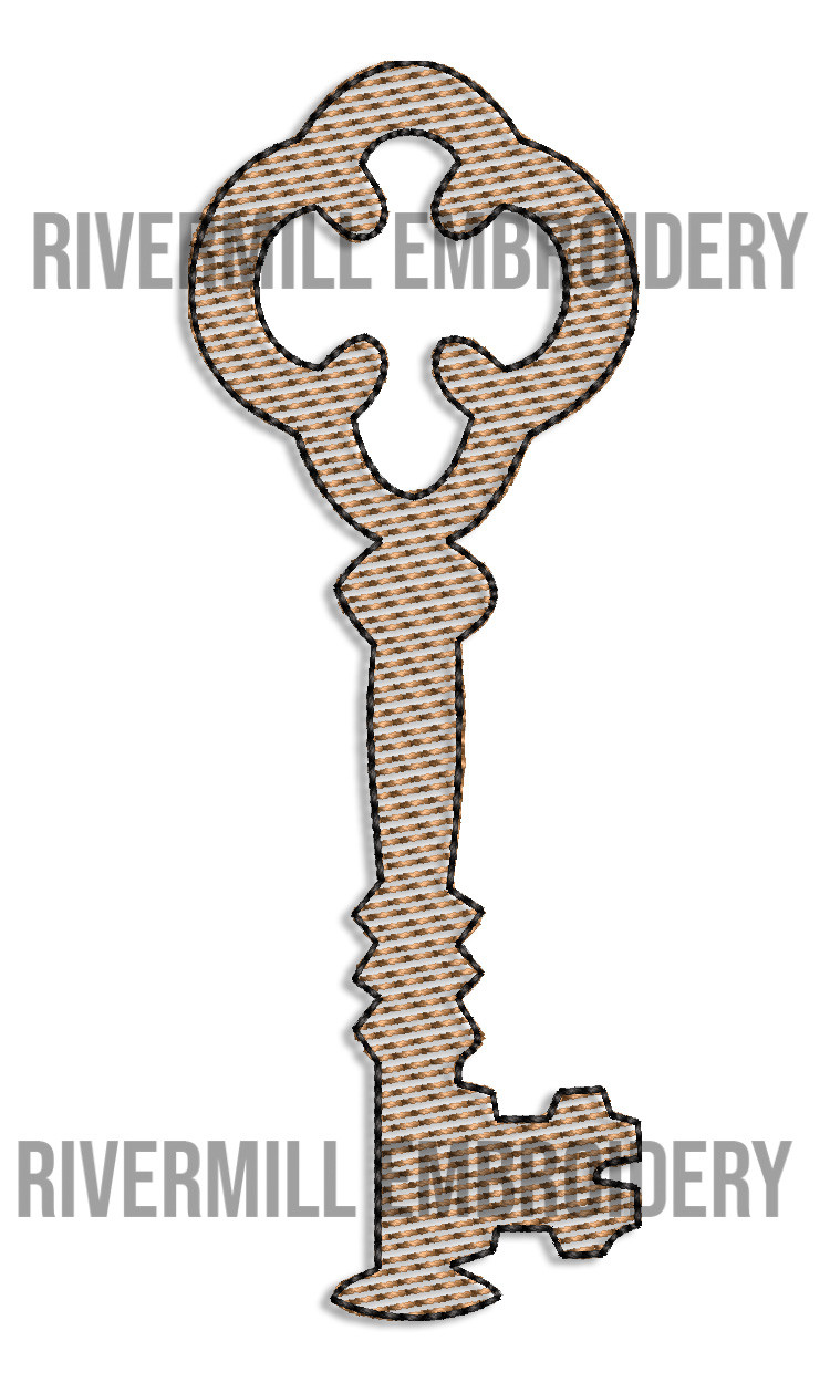 Sketch Style Antique Skeleton Key Machine Embroidery Design #2 ...