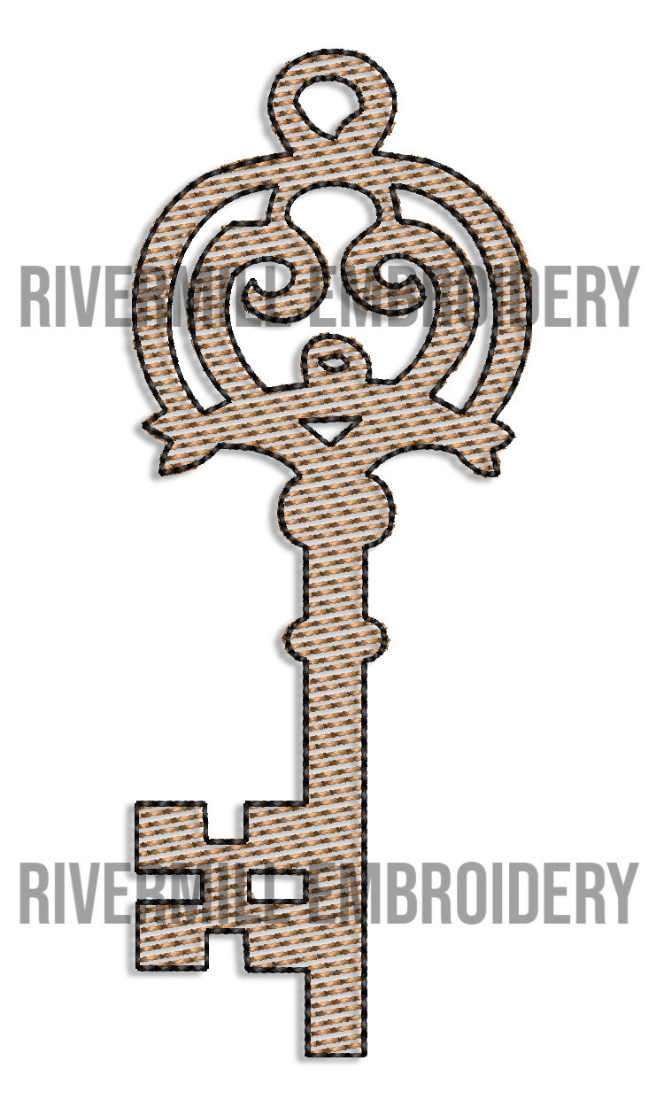 Sketch Style Antique Skeleton Key Machine Embroidery Design #5 ...