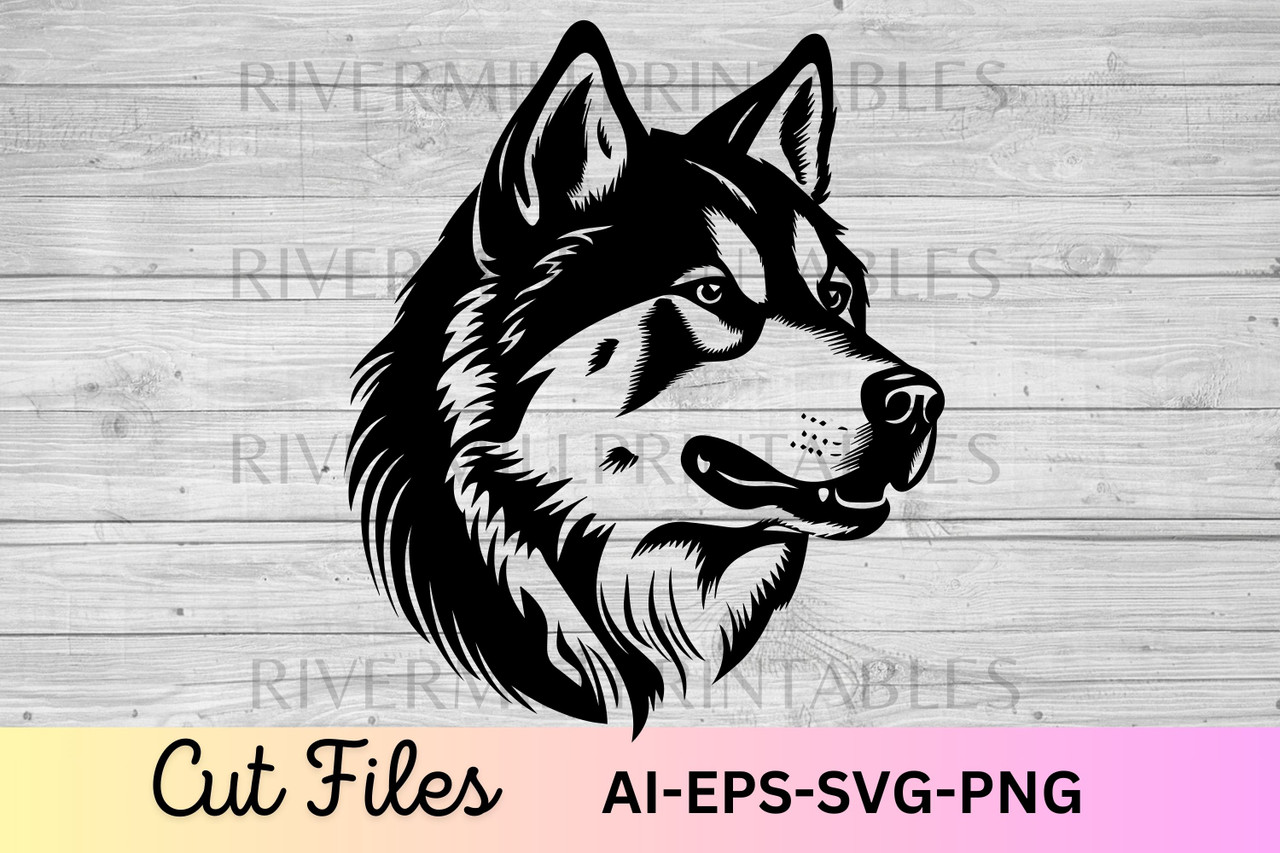 Husky Dog SVG AI EPS Cut File - Rivermill Embroidery