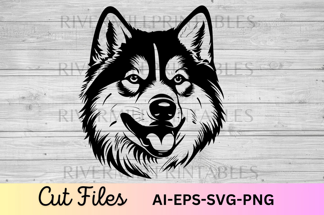 Husky Dog SVG AI EPS Cut File #2 - Rivermill Embroidery