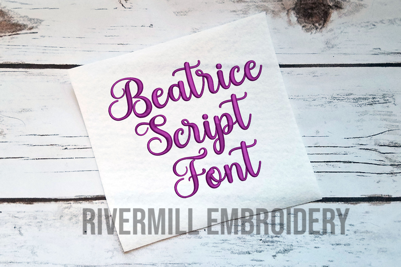 Beatrice Script Machine Embroidery Font Alphabet - Rivermill Embroidery