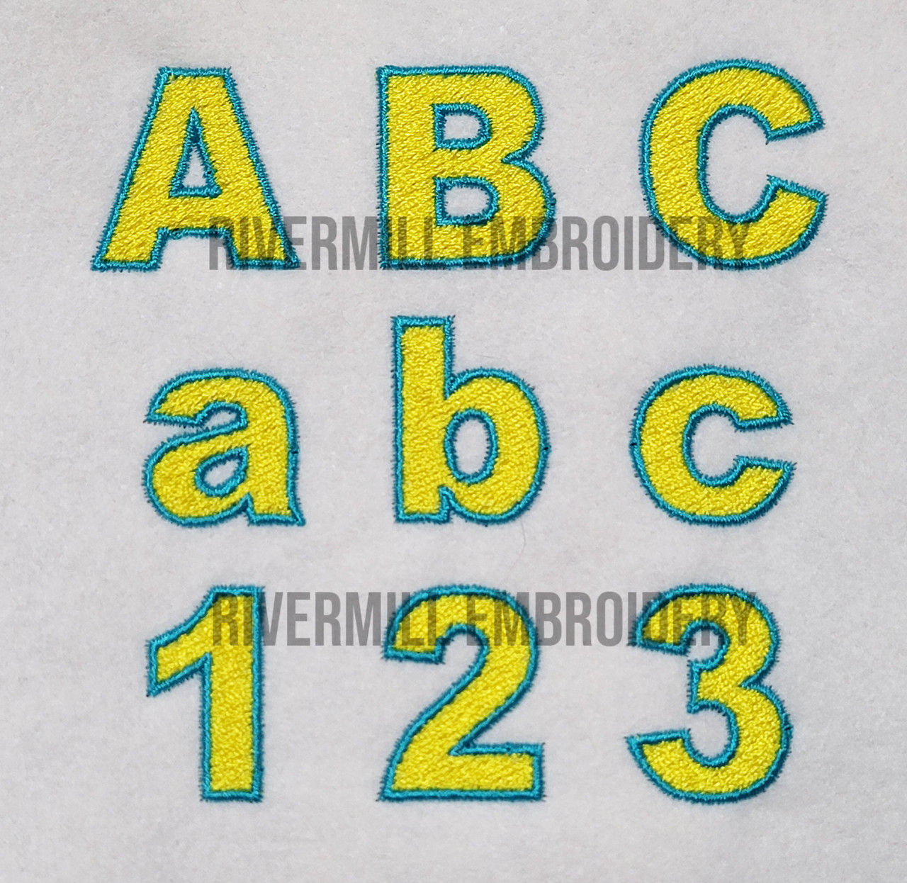 Two Color Block Machine Embroidery Font Alphabet - Rivermill Embroidery