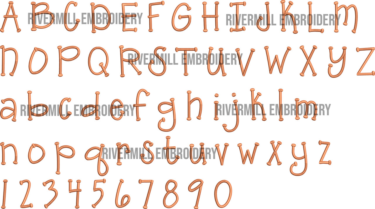 Large Grasshopper Machine Embroidery Font - Rivermill Embroidery