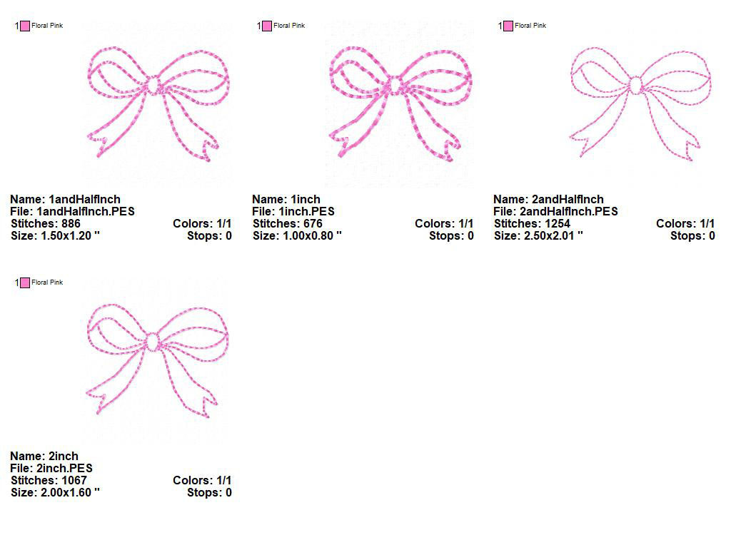 Mini Vintage Style Bow Machine Embroidery Design #1 - Rivermill Embroidery