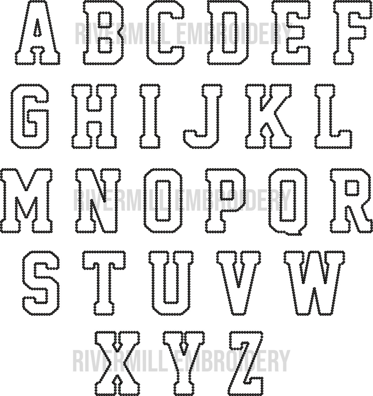 Candlewick Varsity Collegiate Applique Embroidery Font - Rivermill ...