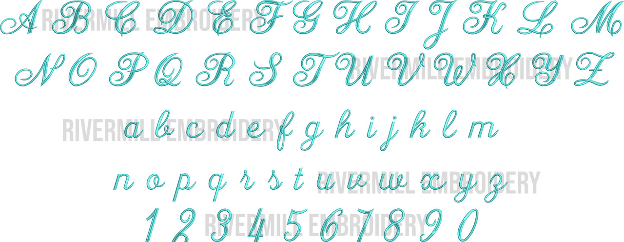 Large Elegant Script Machine Embroidery Font Alphabet - Rivermill ...