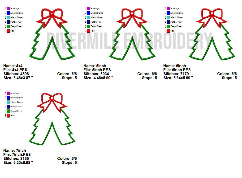 Christmas Tree Applique Side Split Machine Embroidery Design ...