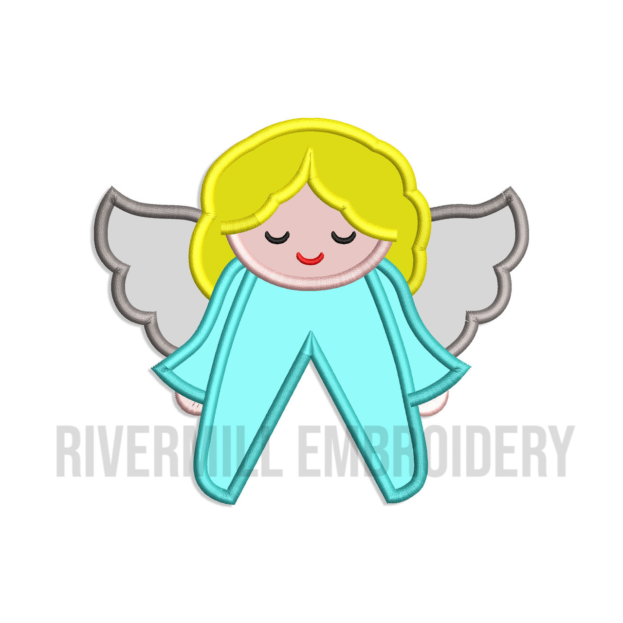 Angel Applique Side Split Machine Embroidery Design - Rivermill Embroidery