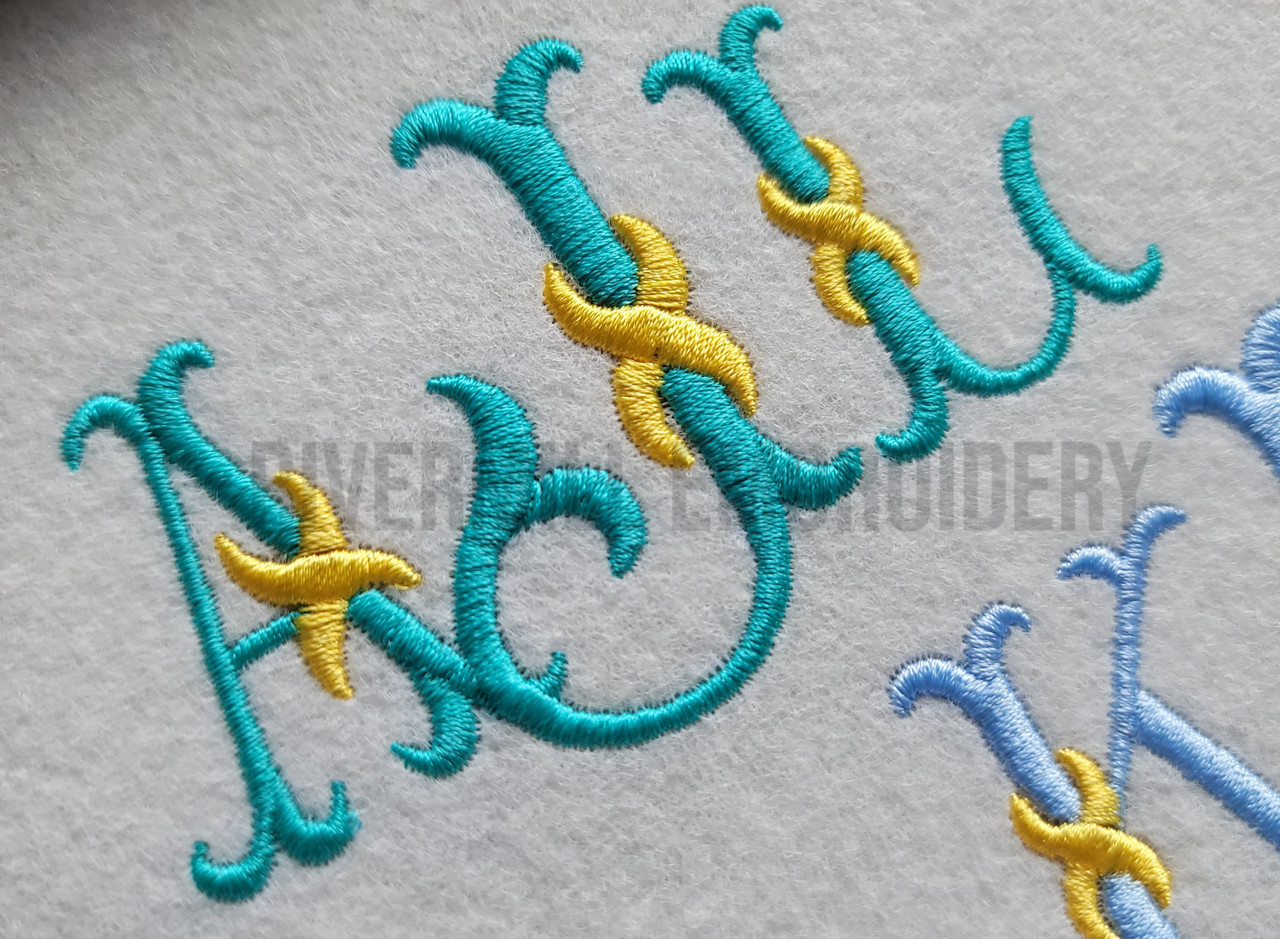 Chester Monogram Machine Embroidery Font Alphabet - Rivermill Embroidery