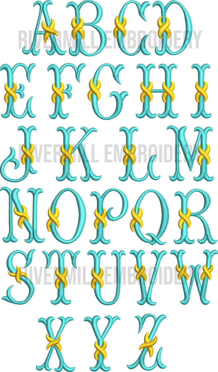 Chester Monogram Machine Embroidery Font Alphabet - Rivermill Embroidery