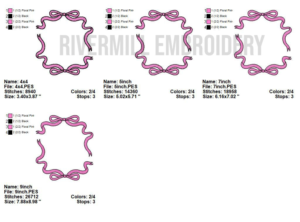 Bow Initial or Monogram Frame Machine Embroidery Design - Rivermill ...