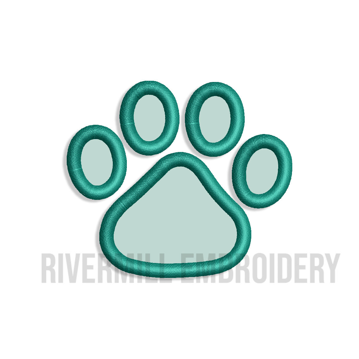 Small Applique Paw Print Machine Embroidery Design - Rivermill Embroidery
