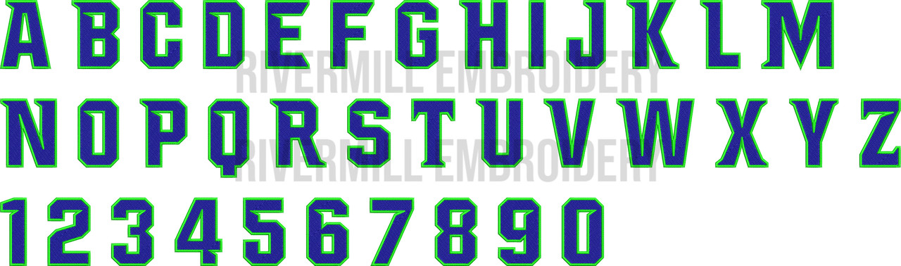 Two Color Michigan Machine Embroidery Font Alphabet - Rivermill Embroidery