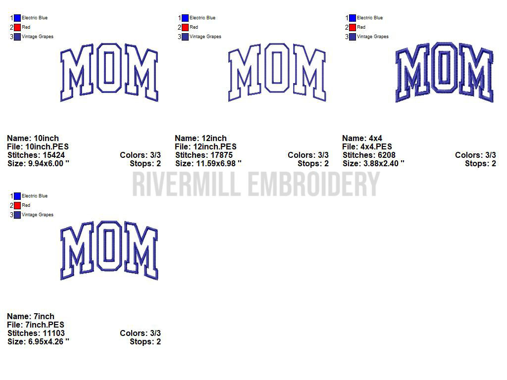 Arched Applique Mom Machine Embroidery Design - Rivermill Embroidery