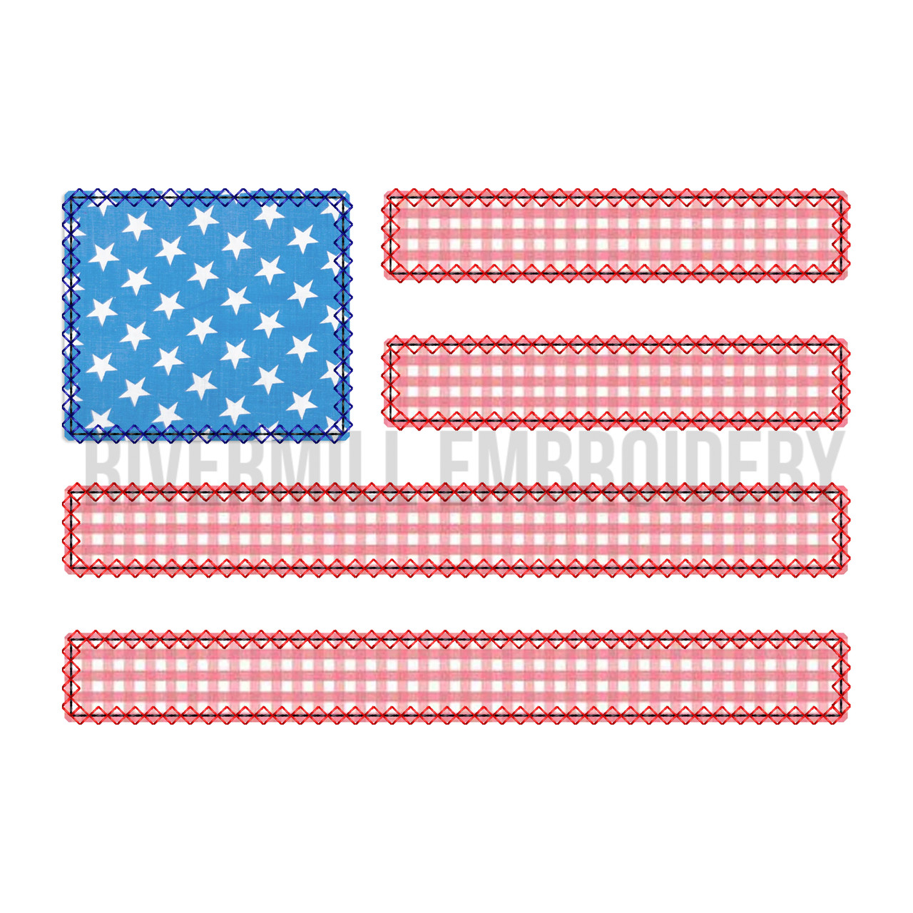 Diamond Edge Applique American Flag Machine Embroidery Design ...