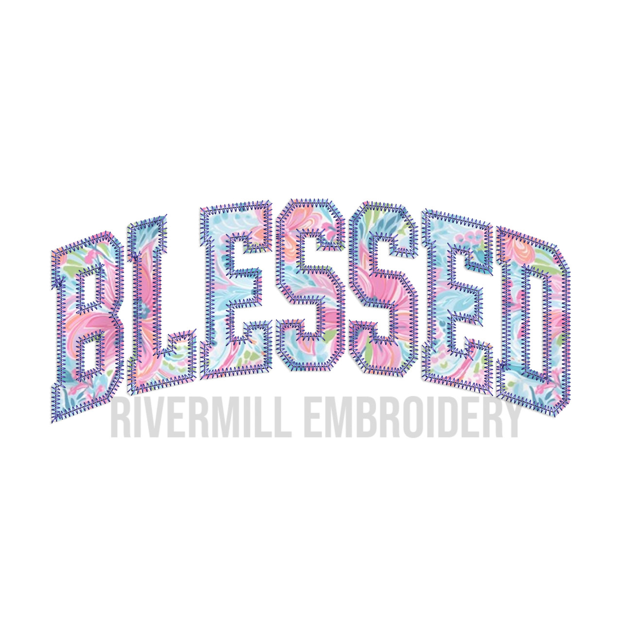 Arched Blessed Zig Zag Applique Machine Embroidery Design - Rivermill ...