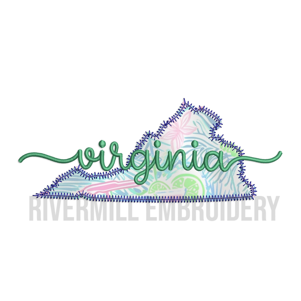 Zig Zag Virginia VA Applique Machine Embroidery Design - Rivermill ...