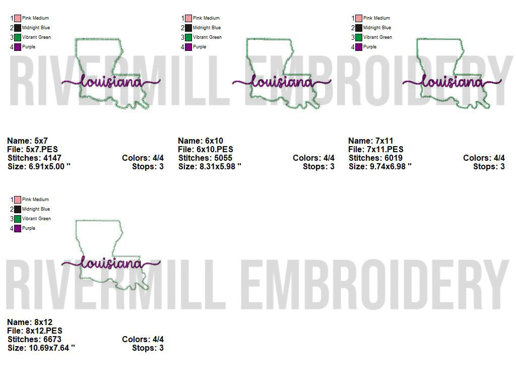 Zig Zag Louisiana LA Applique Machine Embroidery Design - Rivermill ...