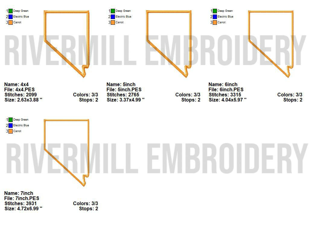 Applique State of Nevada Machine Embroidery Design - Rivermill Embroidery