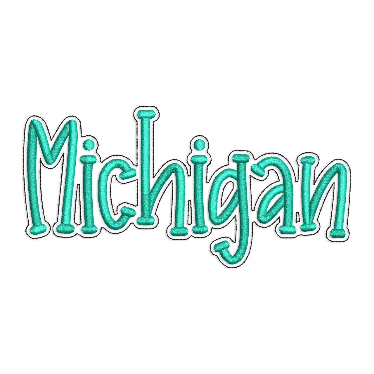 Michigan MI with a Bean Stitch Outline Machine Embroidery Design ...