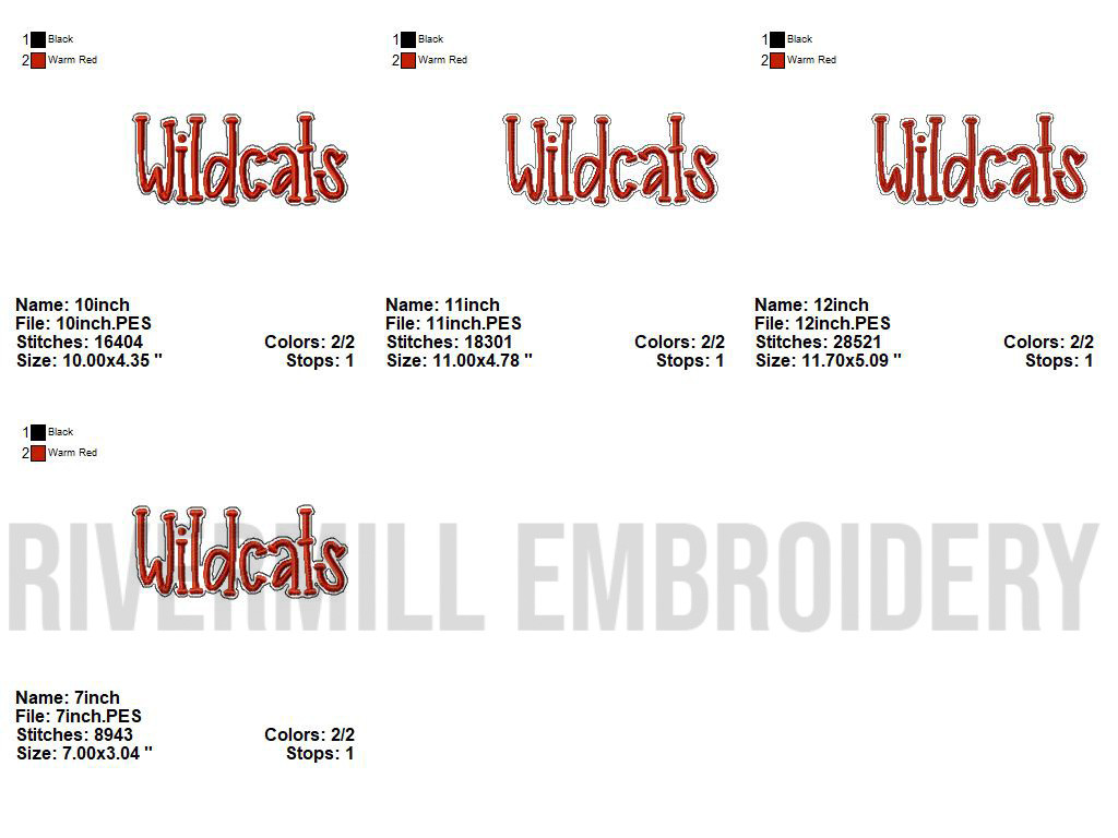 Wildcats with a Bean Stitch Outline Machine Embroidery Design ...