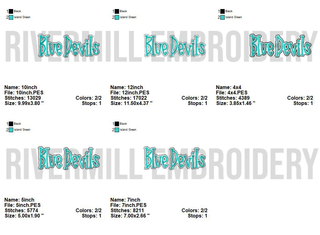 Blue Devils with a Bean Stitch Outline Machine Embroidery Design ...