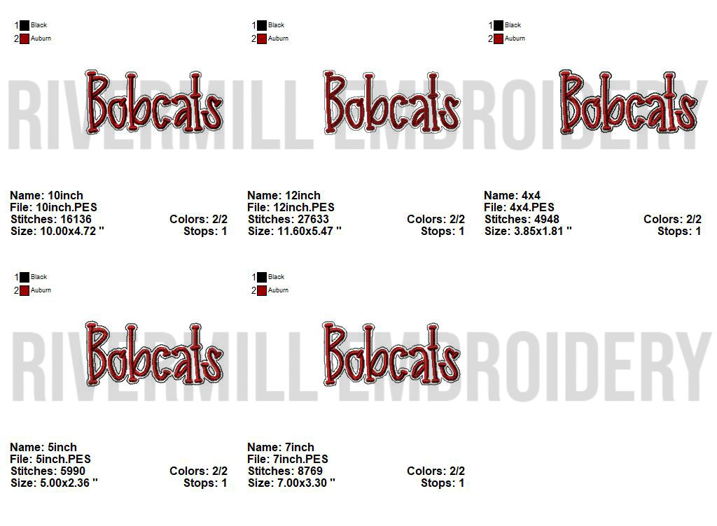 Bobcats with a Bean Stitch Outline Machine Embroidery Design ...