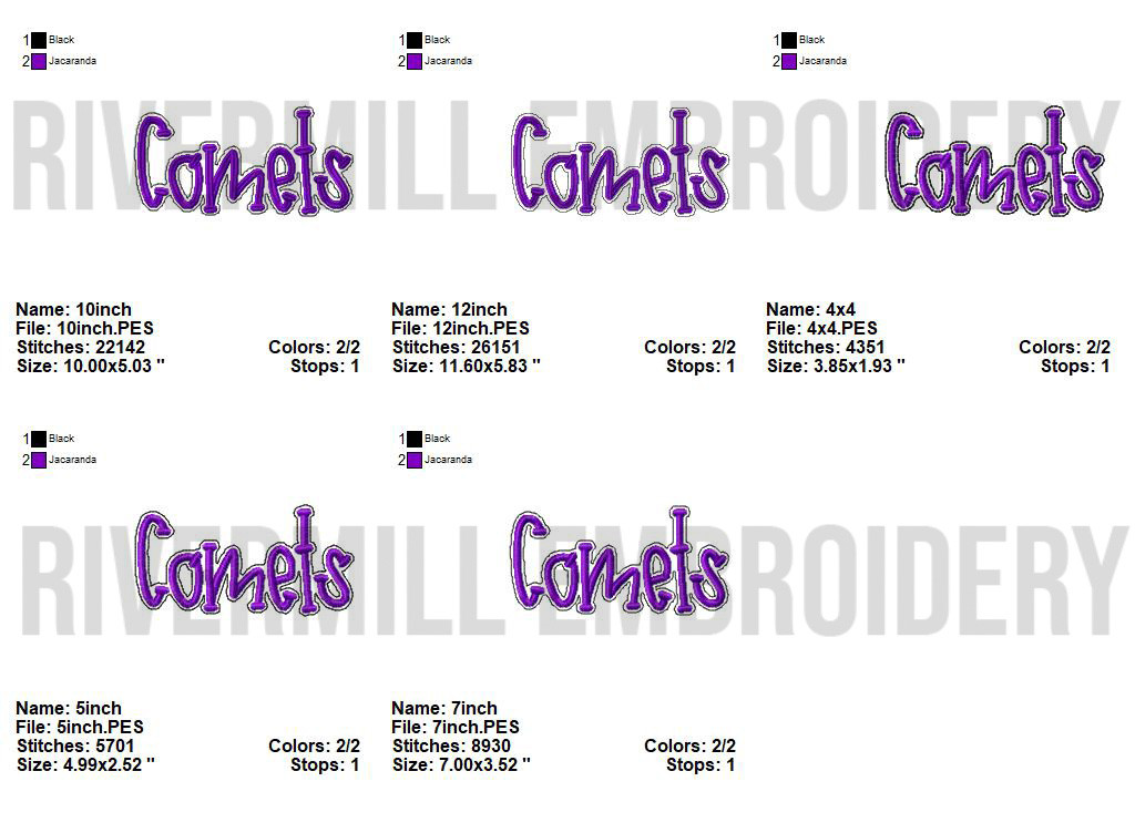 Comets with a Bean Stitch Outline Machine Embroidery Design - Rivermill ...