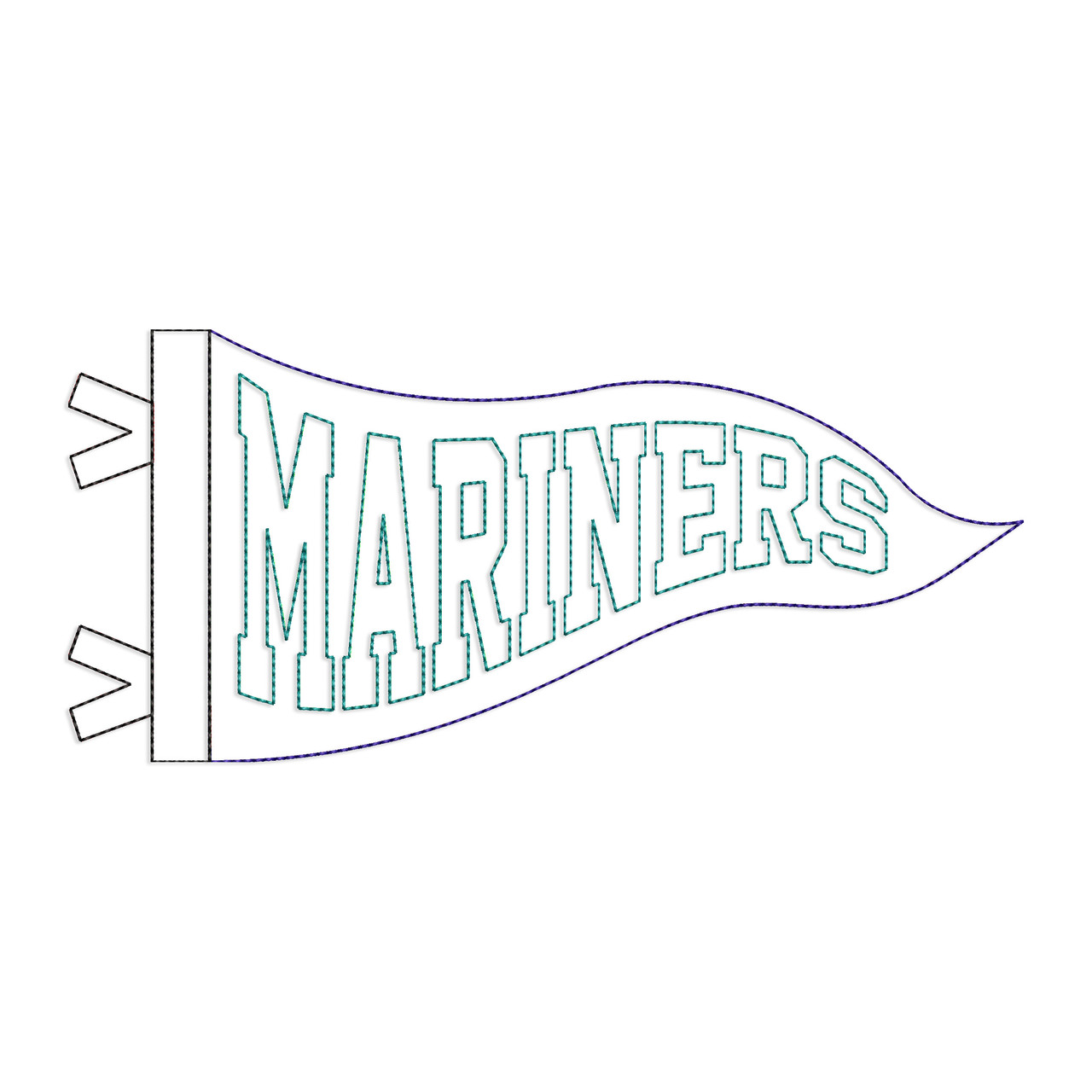 Mariners Wavy Pennant Flag Bean Stitch Raggy Applique Machine ...