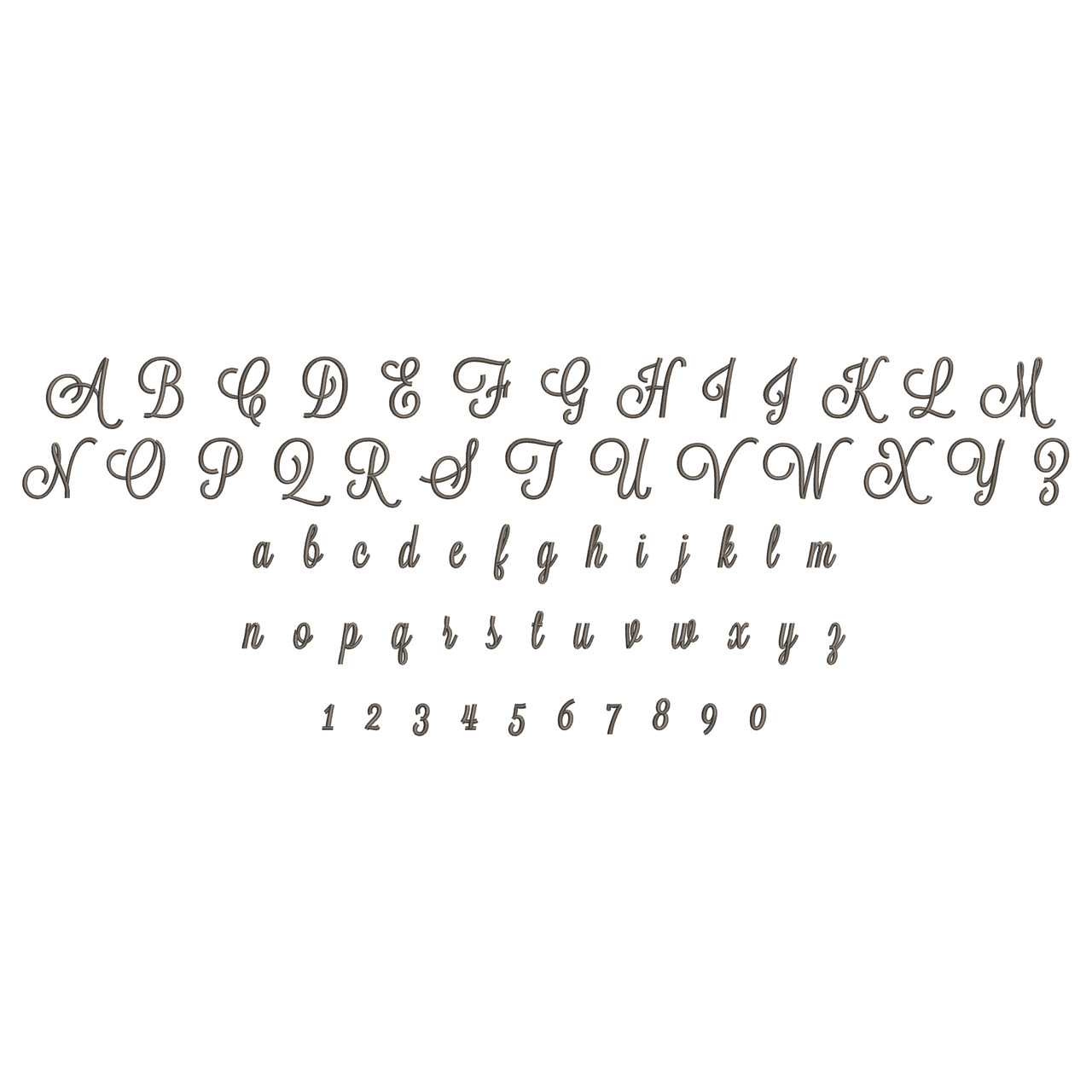 Small Anna Script Machine Embroidery Font Alphabet - Rivermill Embroidery