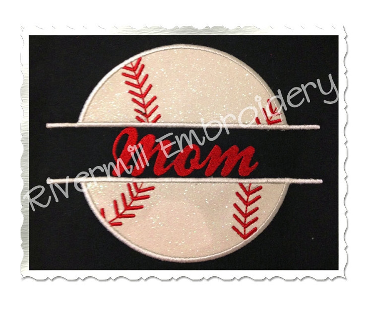 Applique Split Baseball or Softball Machine Embroidery Design ...