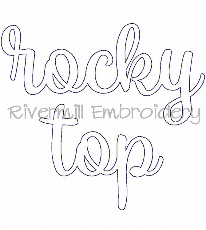 Raggy Applique Script Rocky Top Machine Embroidery Design - Rivermill ...