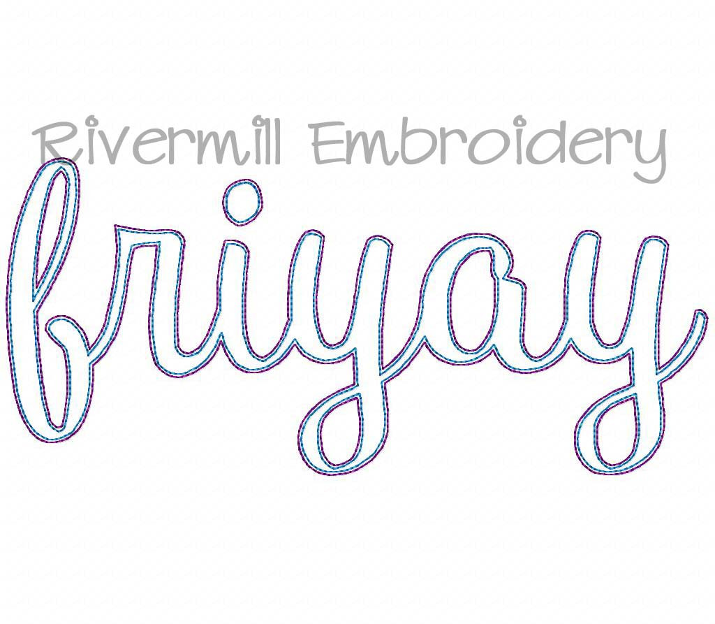 Raggy Applique Script Friyay Machine Embroidery Design - Rivermill ...