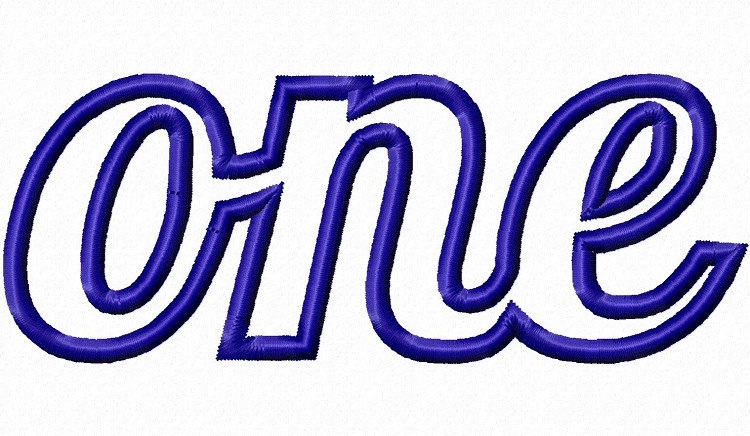 Applique Word "One" Machine Embroidery Design - Rivermill Embroidery
