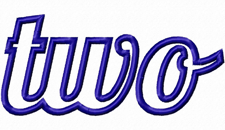 Applique Word "Two" Machine Embroidery Design - Rivermill Embroidery