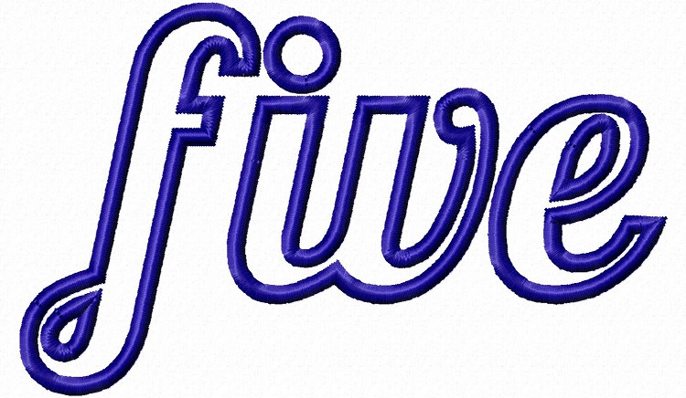 Applique Word "Five" Machine Embroidery Design - Rivermill Embroidery