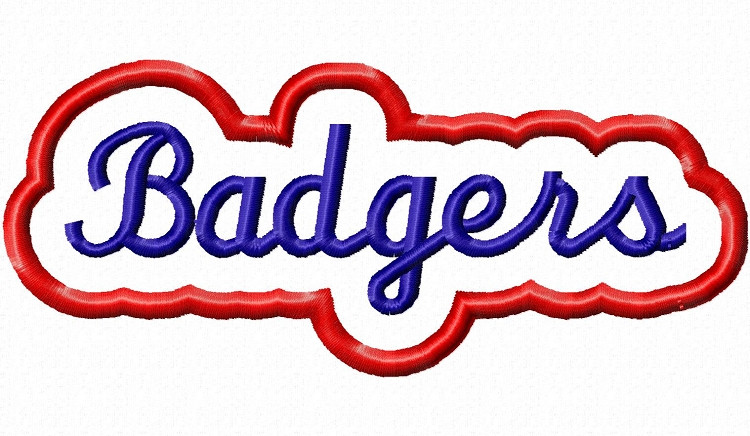Applique Badgers Team Name Machine Embroidery Design - Rivermill Embroidery