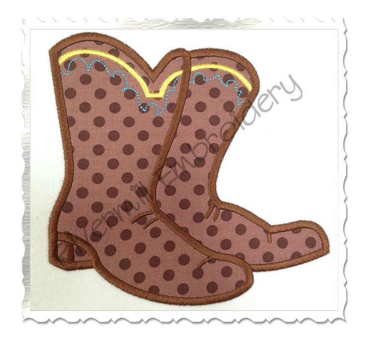 Cowboy Boot Applique Machine Embroidery Design - Rivermill Embroidery